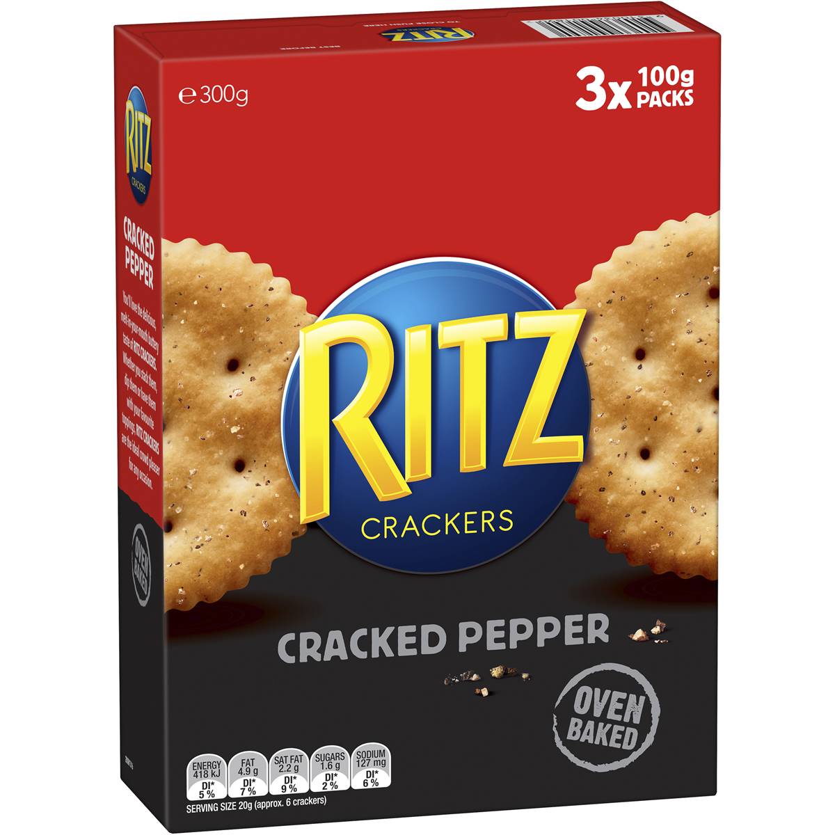 Nabisco Ritz Cracked Pepper Crackers Biscuits 300g Pack