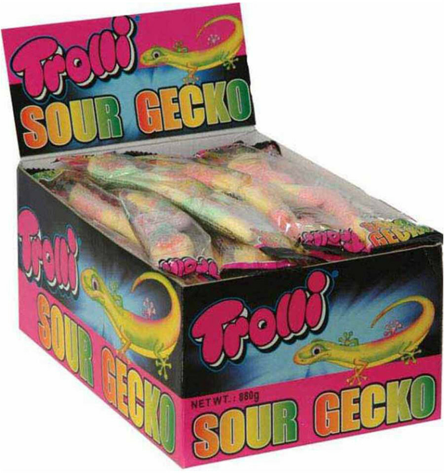 Trolli Gummi Sour Gecko Candy Lollies Box for Kids 19g X 40 Geckos