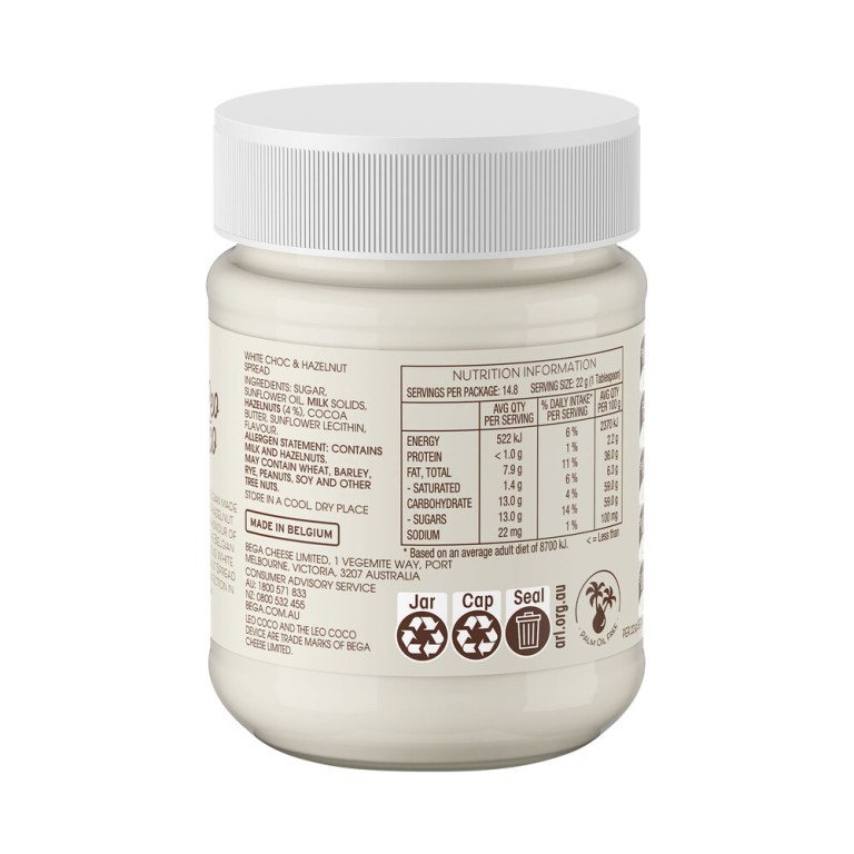 Leo Coco Belgian White Chocolate and Hazelnut Spread 325g