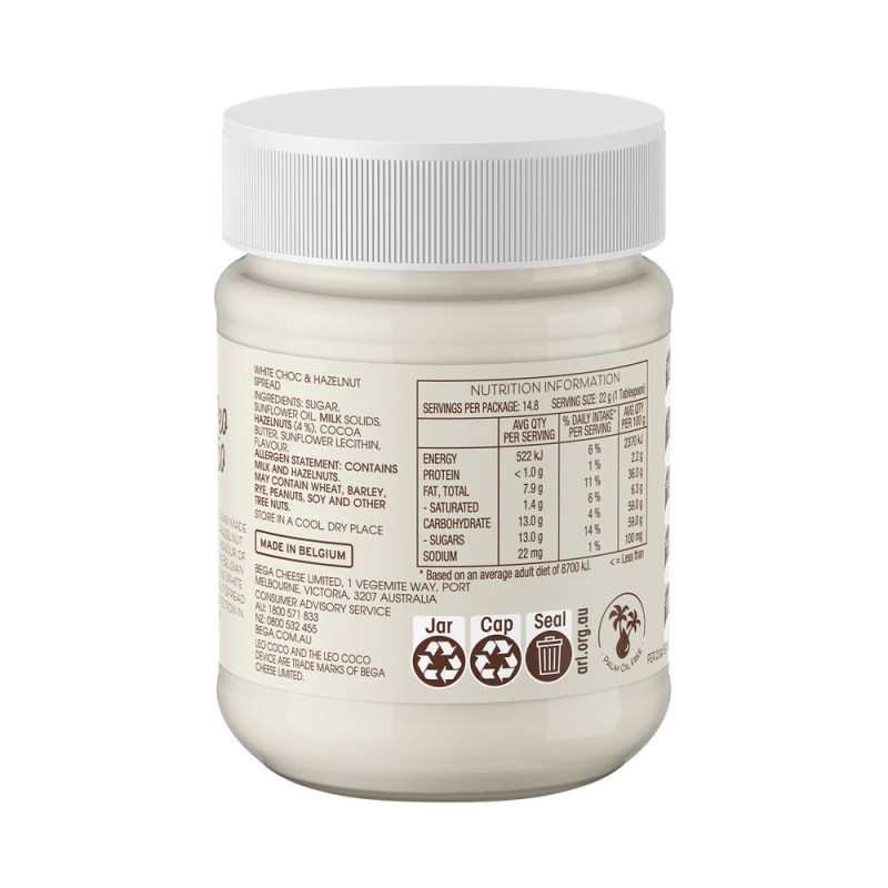 Leo Coco Belgian White Chocolate and Hazelnut Spread 325g