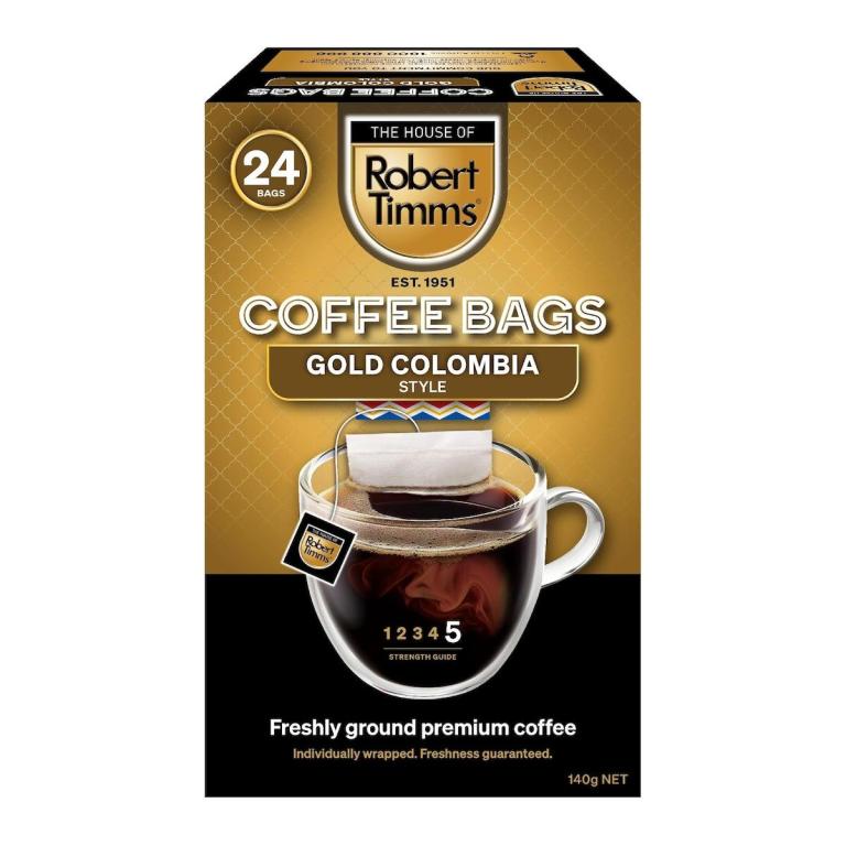 Robert Timms Gold Columbian Style Instant Coffee Bags 24 Pack