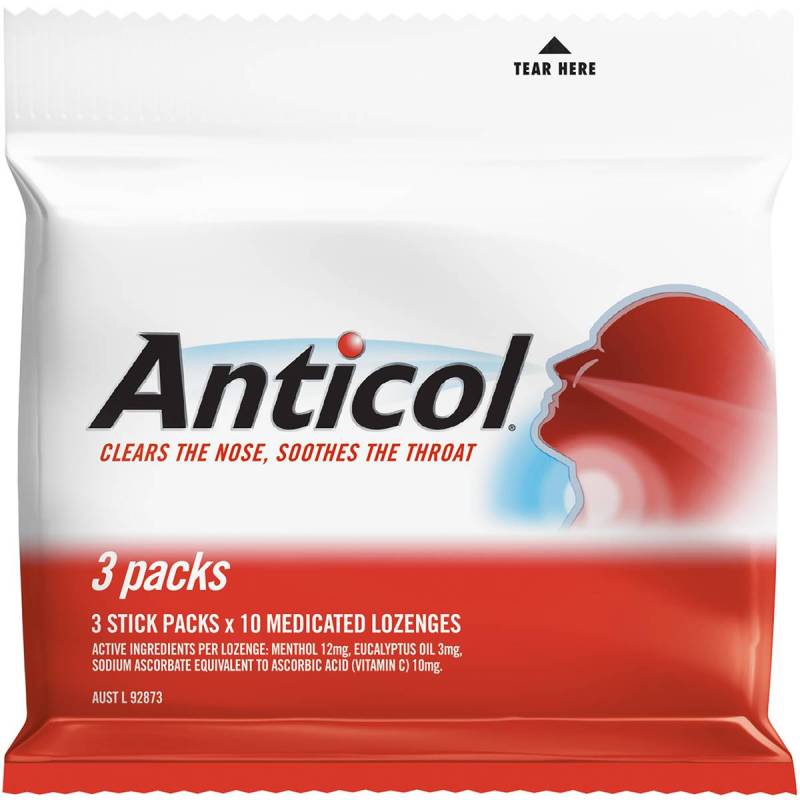 Allens Anticol Throat Lozenges 10 Pieces X 3 Pack