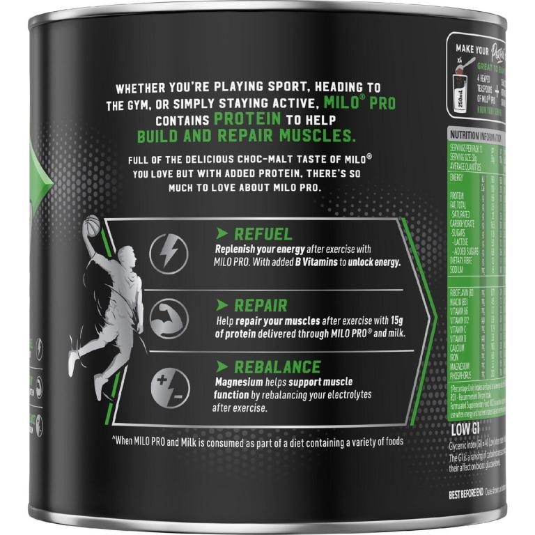 Nestle Milo Pro Chocolate Milk Powder High Protein Tub 440g