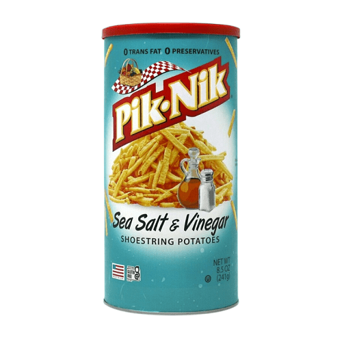 Pik Nik Salt and Vinegar Shoestring Potato Chips Fries Can 241g