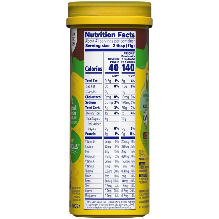 Nestle Nesquik Chocolate No Sugar Added Milkshake Drink Powder Mix 453g