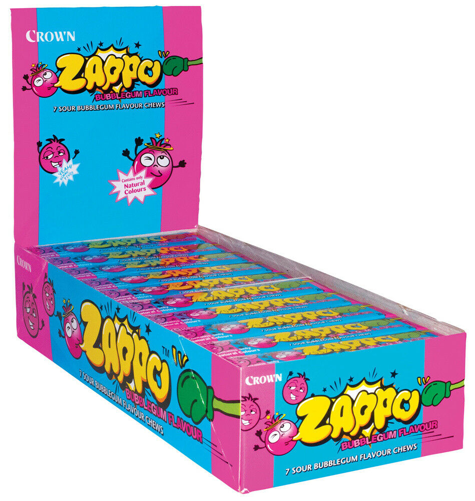 Zappo Bubblegum Flavour Sour Flavour Chew Candy 26g X 60 Units