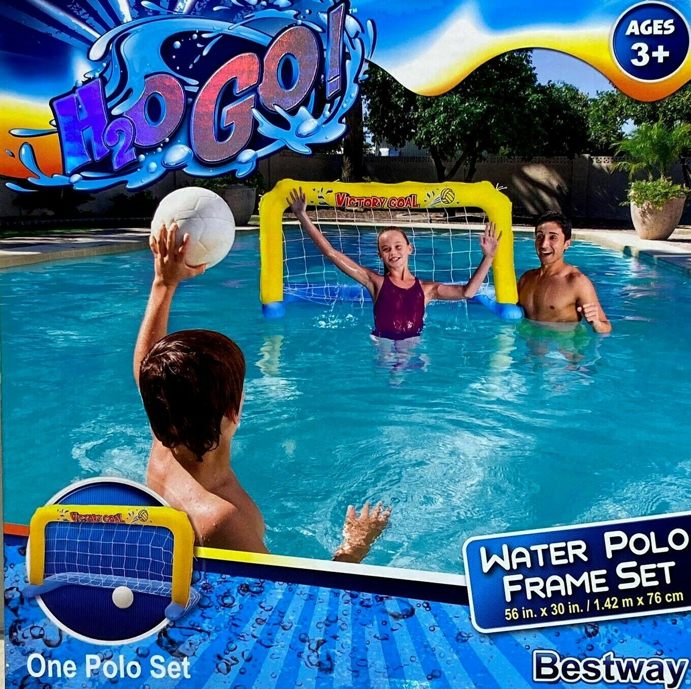 Inflatable Swimming Pool Kids Water Polo Goal Float Frame Set